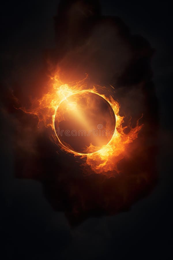 Solar Eclipse Disk on Black Night Sky, Dark Background with Black Hole ...