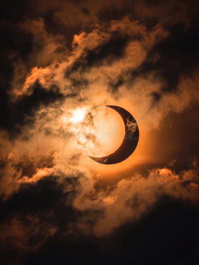 Solar Eclipse at Dusk stock image. Image of clouds, twilight - 366087097