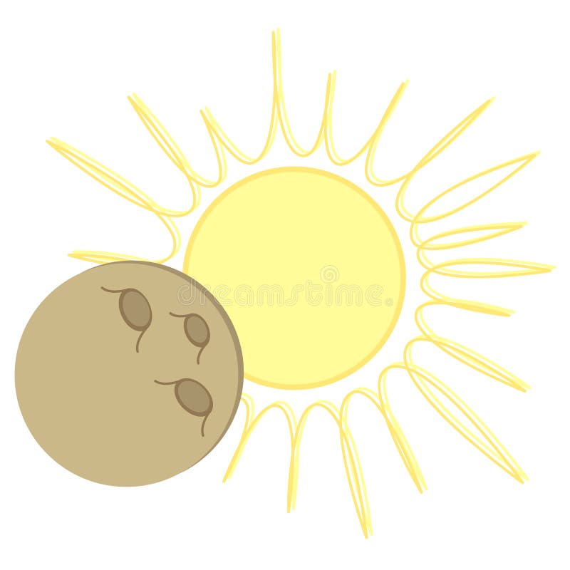 Solar Eclipse Flat Design - Moon Over Sun Stock Vector - Illustration ...