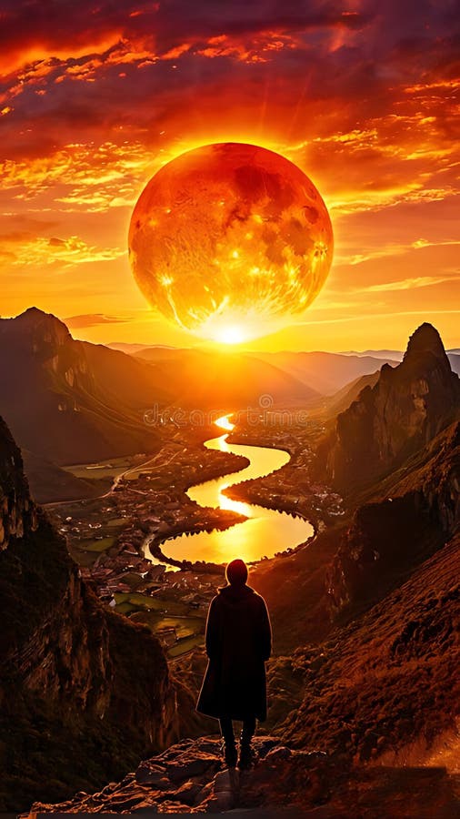 Solar Eclipse Full Moon is an Astronomical Phenomenon. Realistic ...