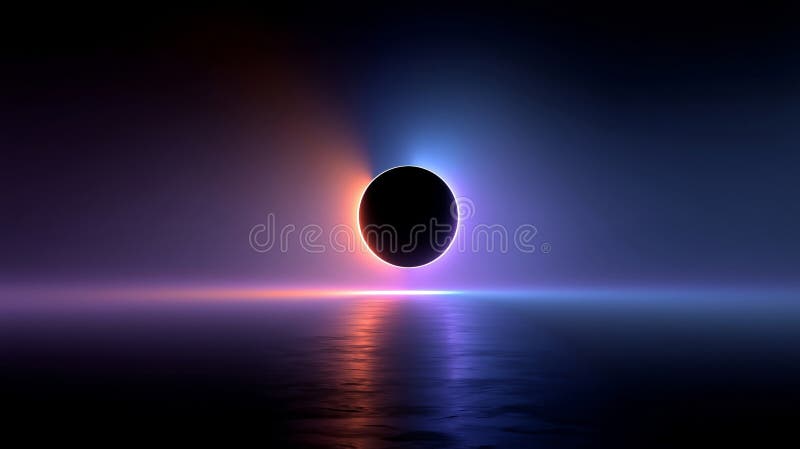 Solar Eclipse with Glowing Horizon Stock Photo - Image of moon ...