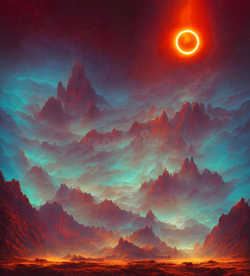 Solar Eclipse, Hot Planet and Warm Clouds Stock Illustration ...