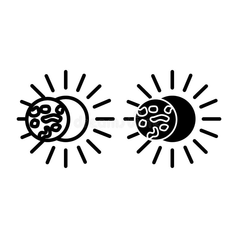 Solar Eclipse Line and Glyph Icon. Total Eclipse Vector Illustration ...