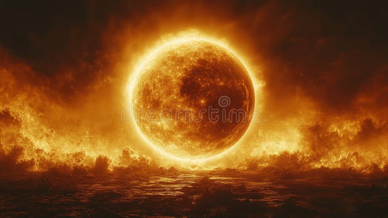 The Solar Eclipse Looks Fiery Stock Illustration - Illustration of ...