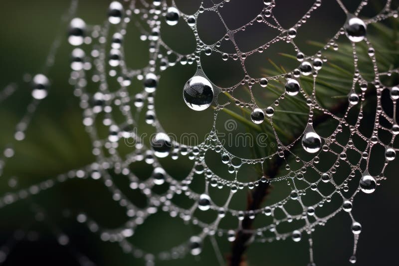 Solar Eclipse Mirrored in Dewdrops on a Spiderweb Stock Illustration ...