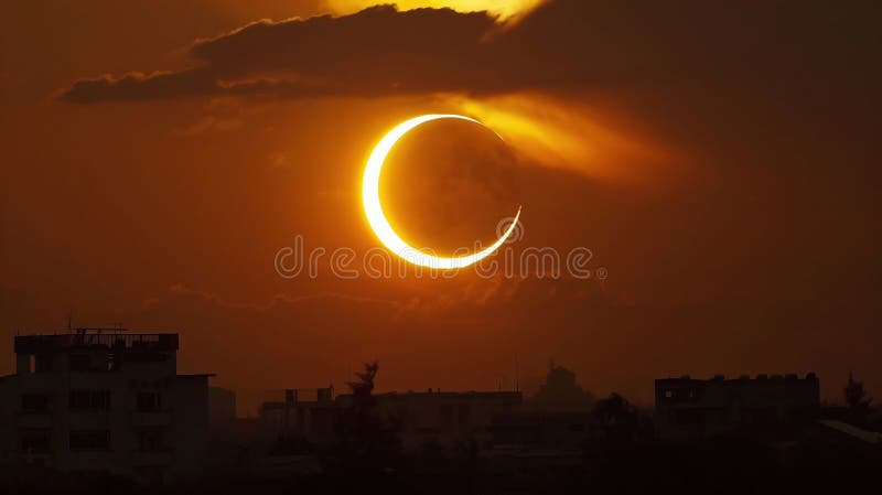 Solar Eclipse. the Moon Moving in Front of the Sun. Stock Image - Image ...