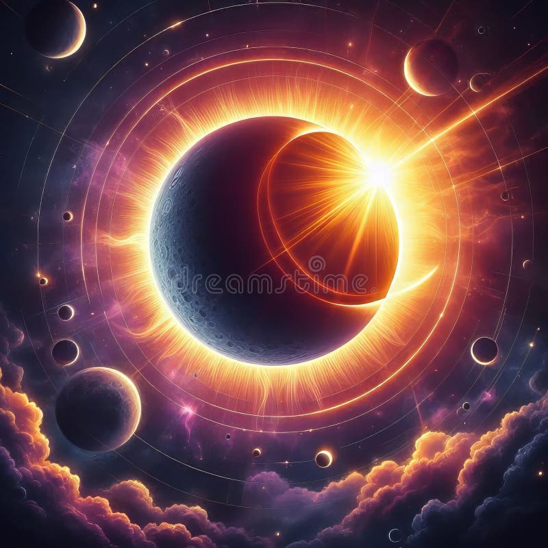 Solar Eclipse. the Moon Moving in Front of the Sun Stock Image - Image ...