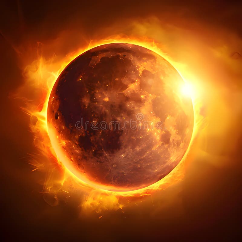 Solar Eclipse. the Moon Moving in Front of the Sun Stock Illustration ...