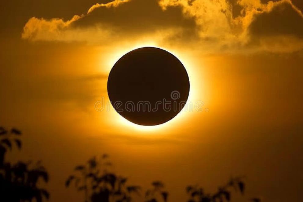 Solar Eclipse. the Moon Moving in Front of the Sun Stock Image - Image ...