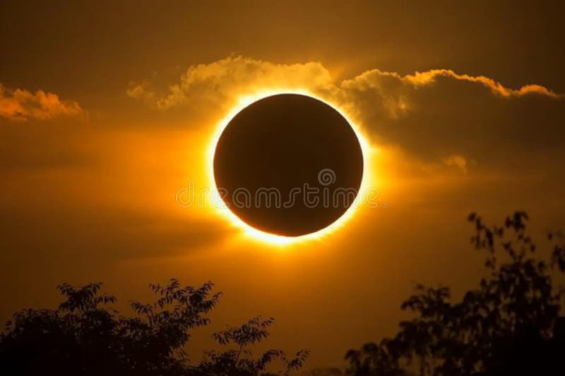 Solar Eclipse. the Moon Moving in Front of the Sun Stock Photo - Image ...
