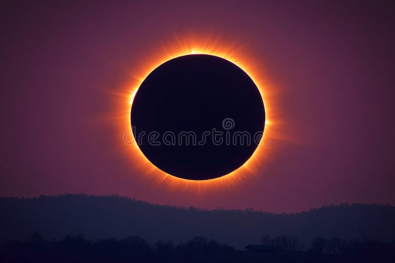 Solar Eclipse. the Moon Moving in Front of the Sun Stock Illustration ...