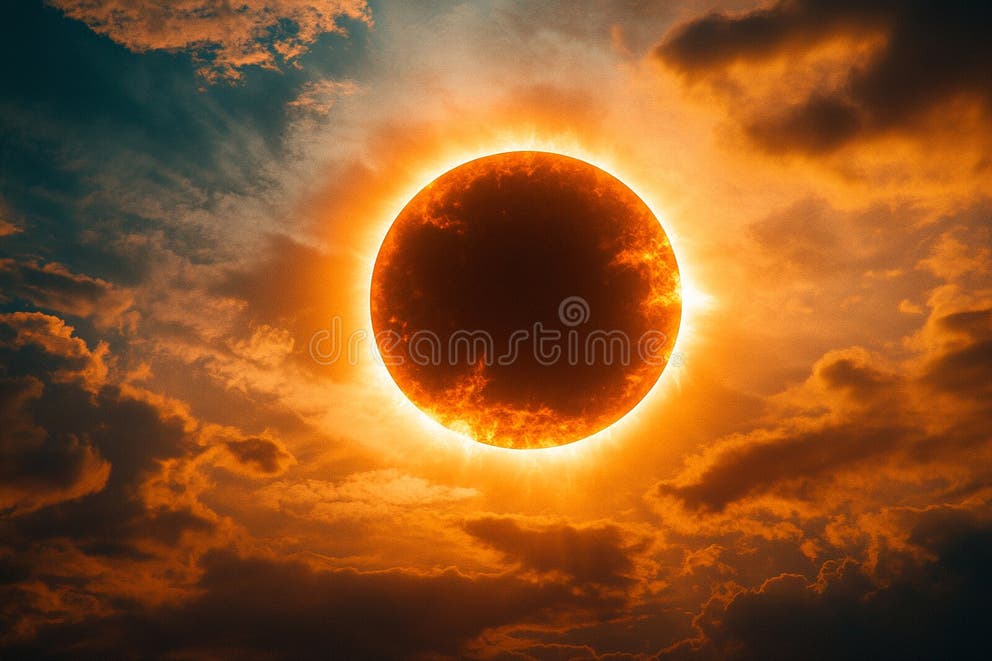 Solar Eclipse. the Moon Moving in Front of the Sun Stock Photo - Image ...