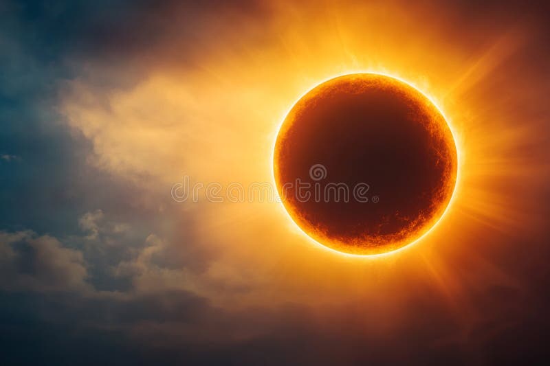 Solar Eclipse. the Moon Moving in Front of the Sun Stock Image - Image ...