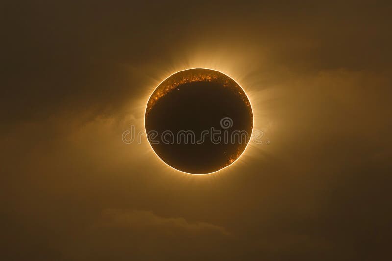 Solar Eclipse. the Moon Moving in Front of the Sun Stock Photo - Image ...