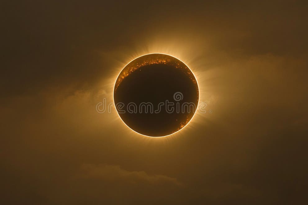 Solar Eclipse. the Moon Moving in Front of the Sun Stock Photo - Image ...