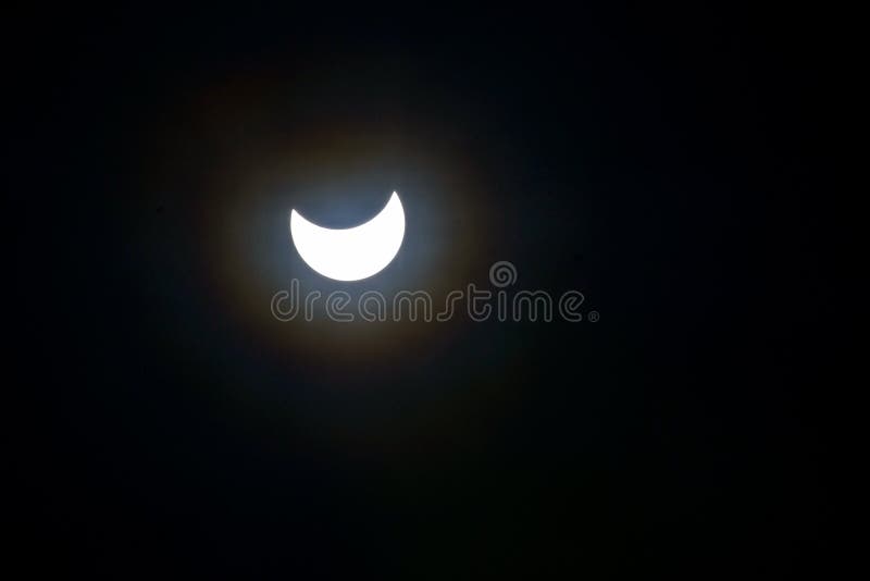 Solar Eclipse in Moscow. Real Photo. Stock Image - Image of sunlight ...