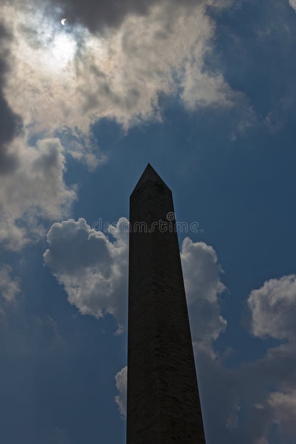 Solar Eclipse Near Washington Monument in US Capital. Stock Image ...