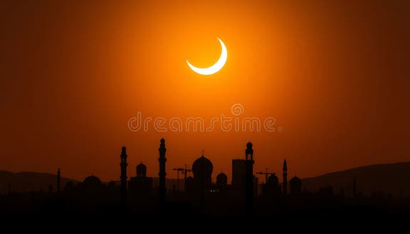Solar Eclipse Over City Skyline, Astronomical Event, Cityscape ...