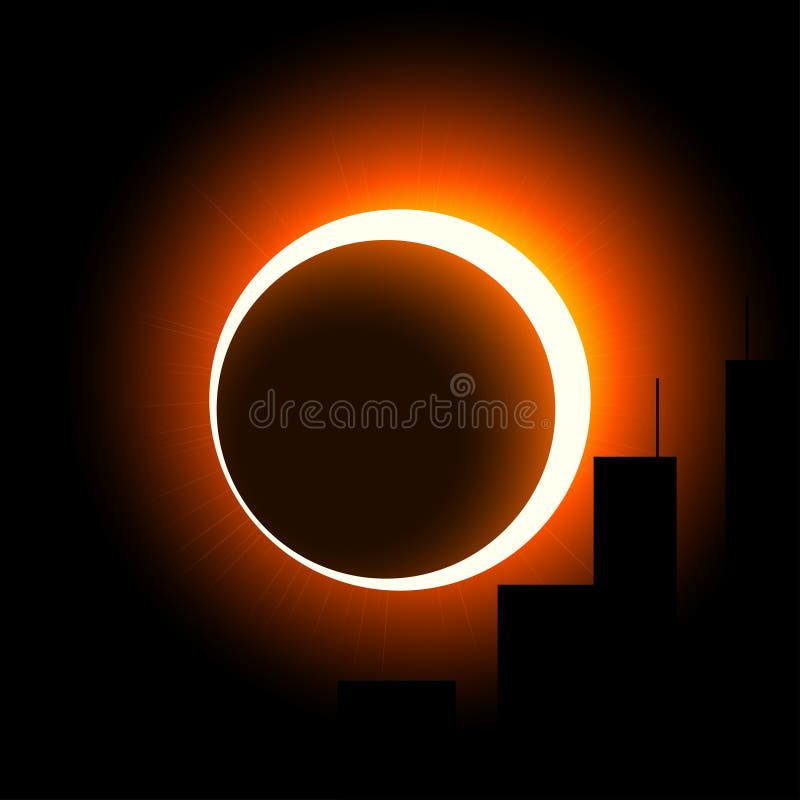 Solar Eclipse Over The City Stock Illustration - Illustration of planet ...
