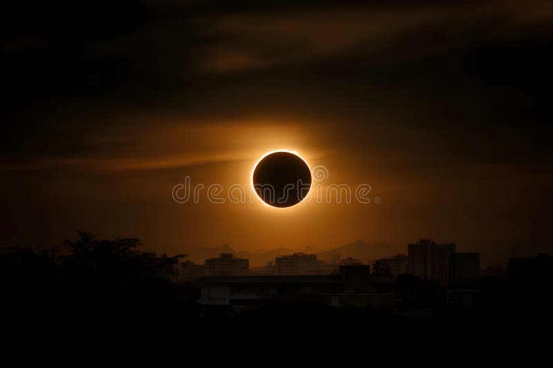 City Skyline Solar Eclipse Dark Sun Sky Stock Photos - Free & Royalty ...