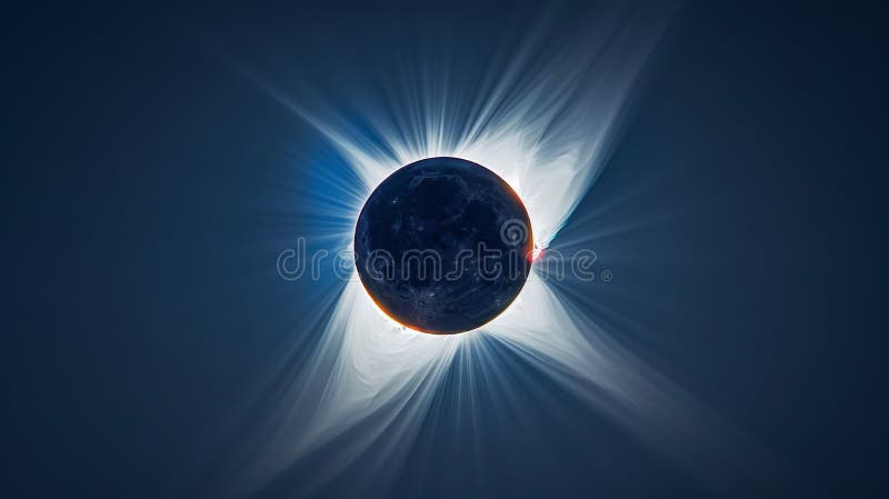 Solar Eclipse Over Dark Sky with Glowing Corona. Moon Blocks the Sun ...