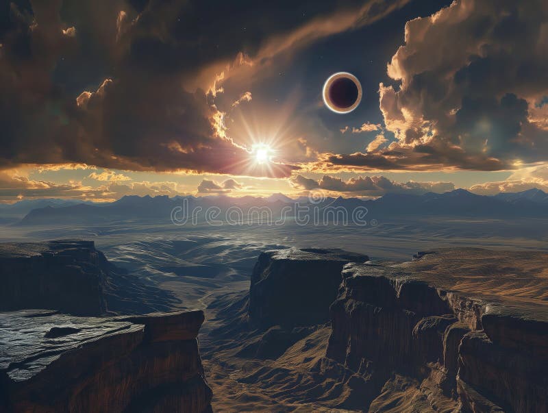 Solar Eclipse Over Majestic Canyon Landscape Stock Photo - Image of ...