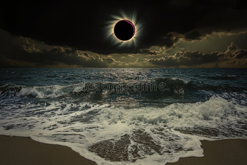 Solar Eclipse Over the Ocean Creates Surreal Atmosphere with Crashing ...