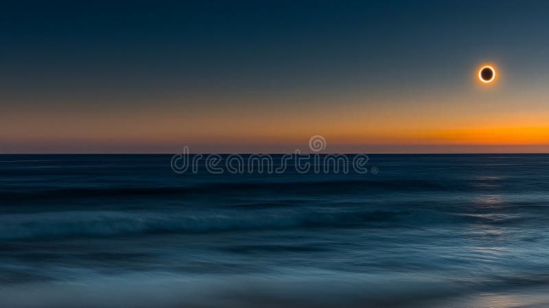 Sunset Dark Moon Over Ocean Horizon Solar Eclipse Stock Photos - Free ...