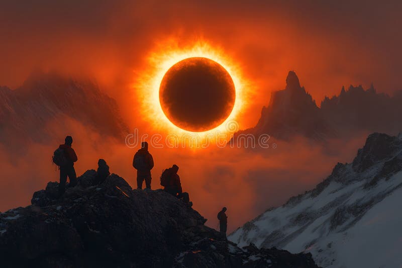Solar Eclipse Over Rugged Mountains Stock Photo - Image of experience ...
