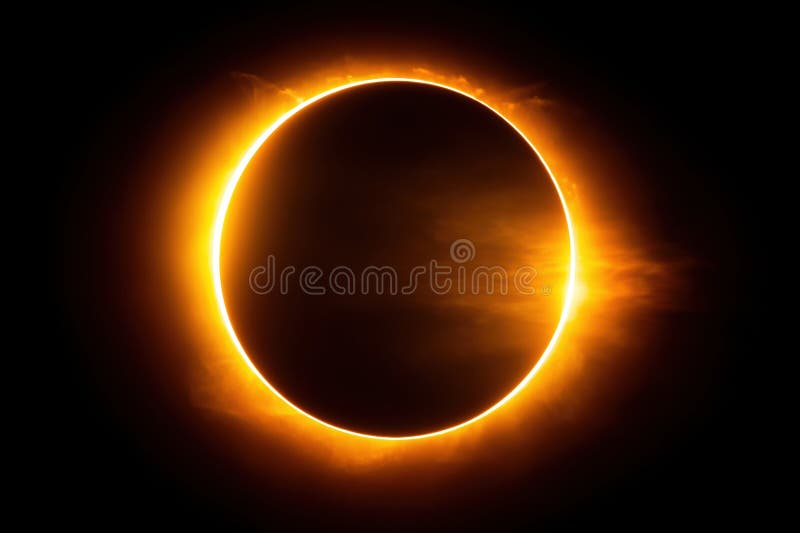 Solar Eclipse Ring. Dramatic Celestial Event with Glowing Corona and Shadow Stock Illustration ...