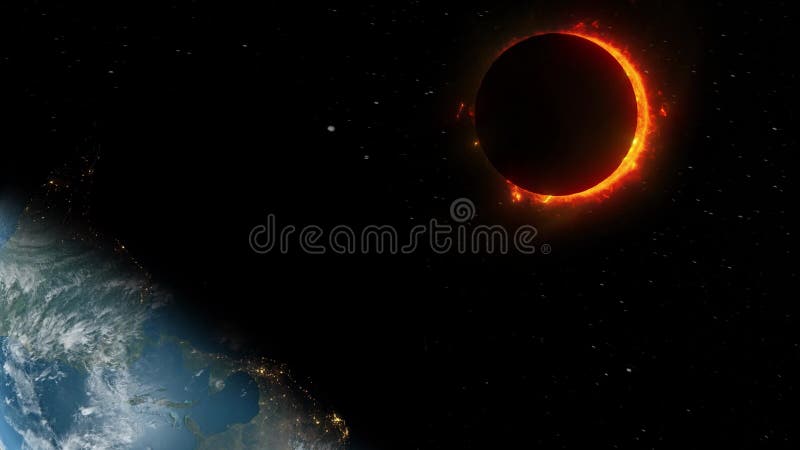 Total Solar Eclipse Seen from Earth S Orbit in Outer Space Stock Video - Video of corona, sunset ...