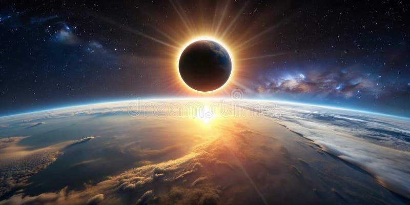 Solar Eclipse Seen from Space a View from Above Earth AI-Generated Content Stock Illustration ...