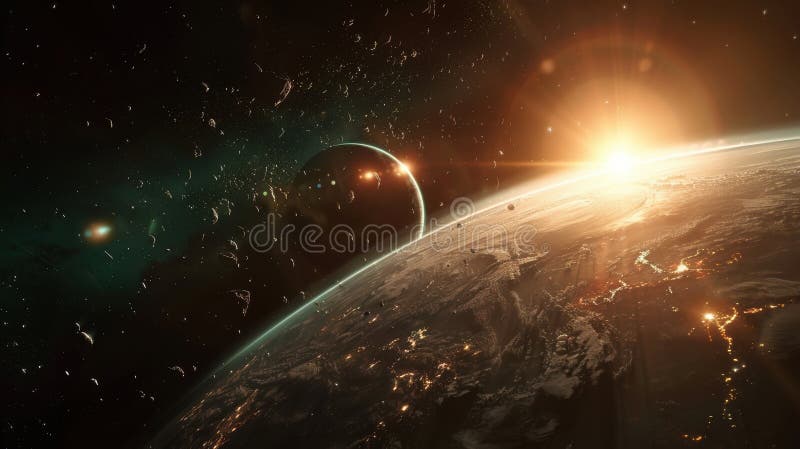 Solar Eclipse Showing Moon S Shadow on Sun and Earth during Totality ...