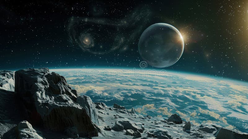 Solar Eclipse Showing Moon S Shadow on Sun and Earth during Totality ...