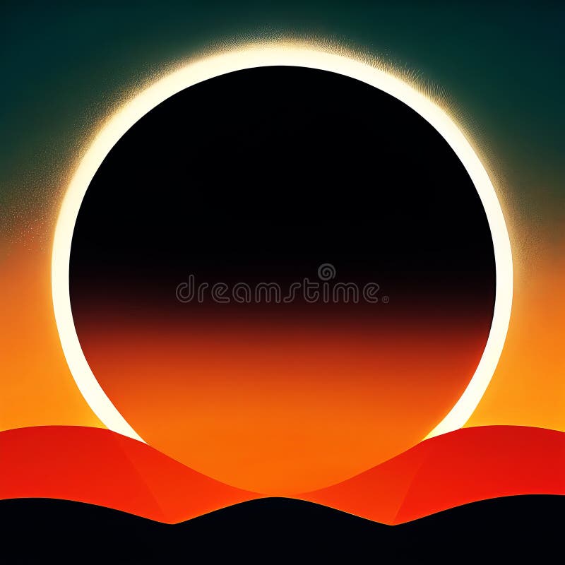 Solar Eclipse Simple Illustration. Stylized Landscape Eclipse Icon ...