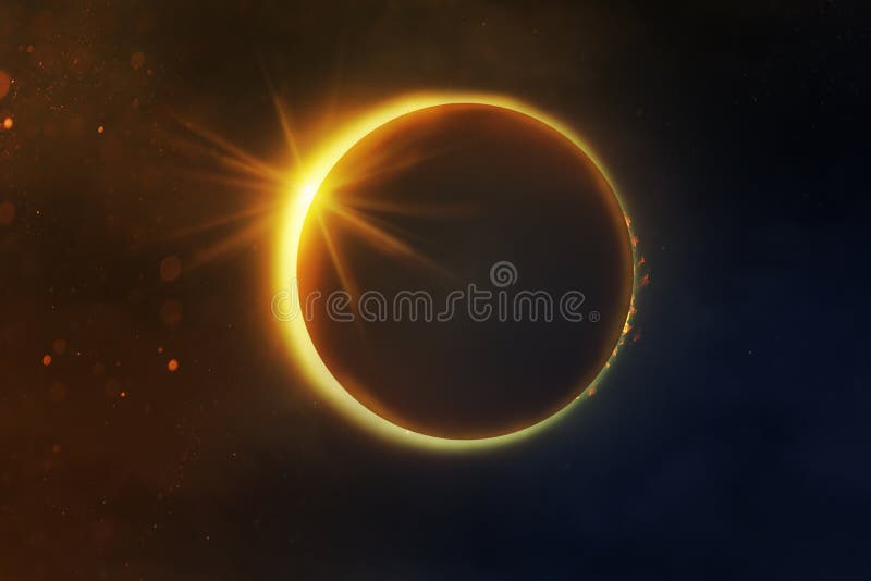 Solar eclipse in the sky stock illustration. Illustration of glow ...