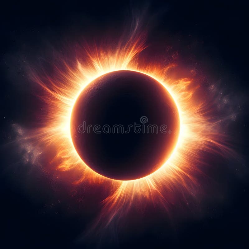 Solar Eclipse in Space with Stars and Nebula. Vector Illustration Stock ...