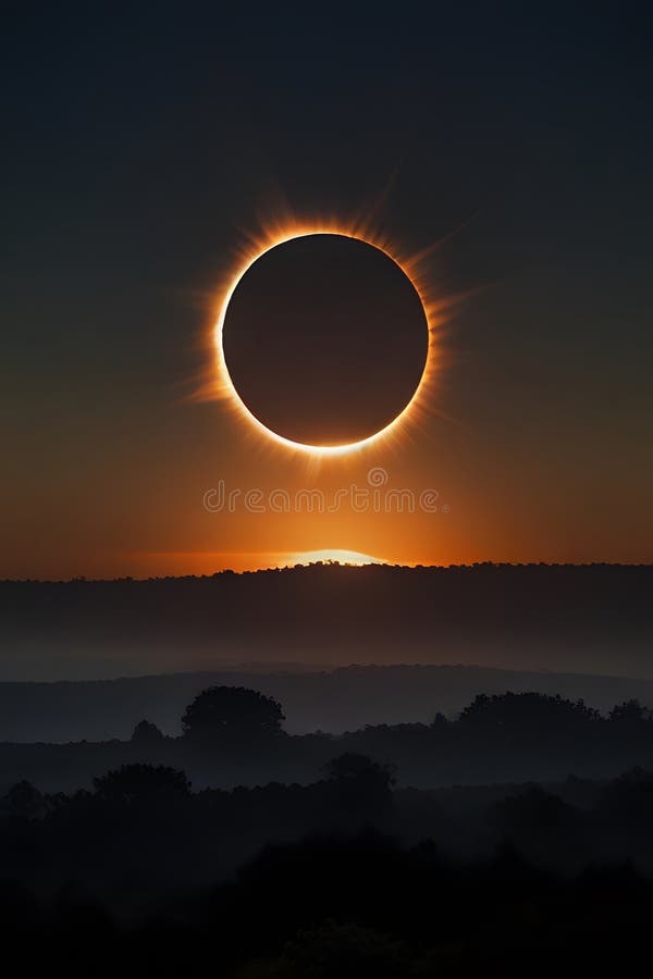 Solar Eclipse in Space with Stars and Nebula. Vector Illustration Stock ...