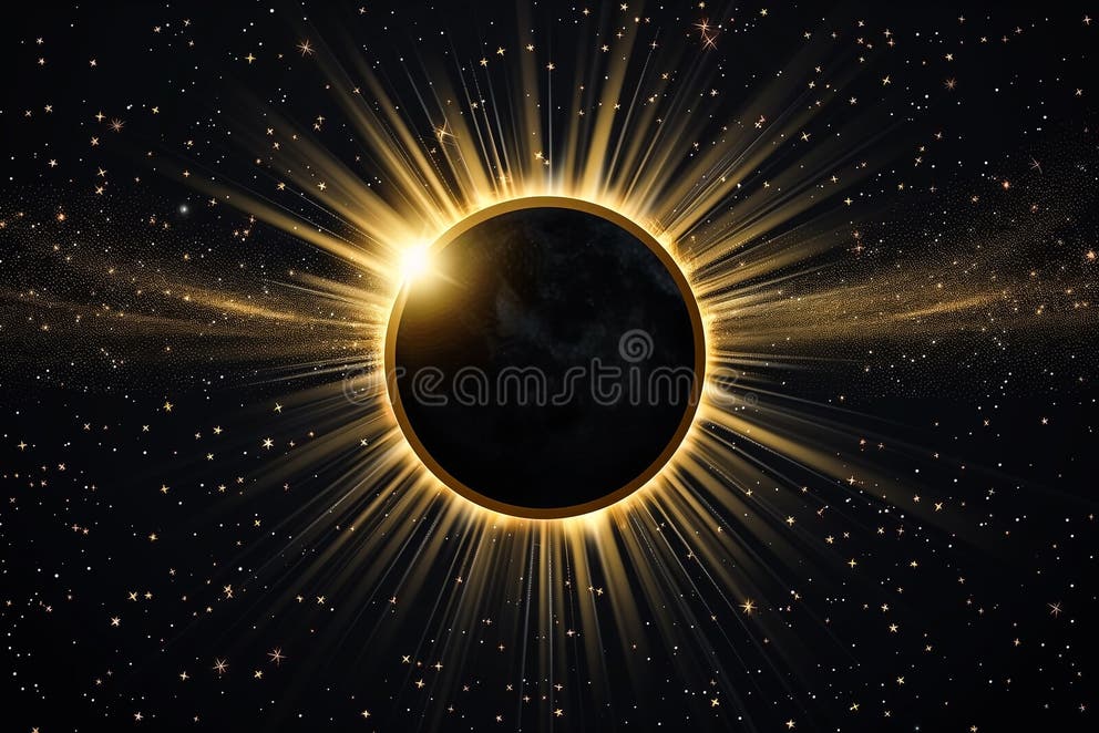 Solar Eclipse with Sparkles. Sunlight and Rays Stock Illustration ...