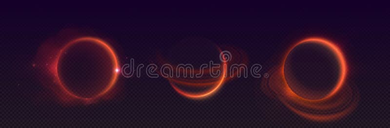Solar Eclipse Stages with Glowing Red Ring Stock Vector - Illustration ...