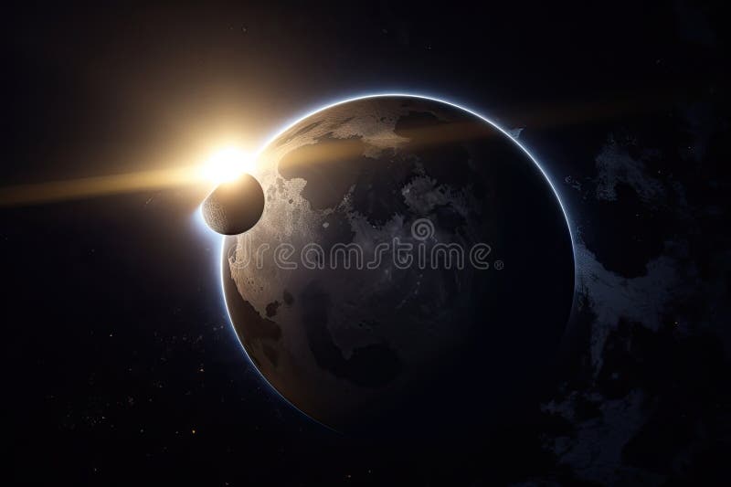 Solar Eclipse, with the Sun Blocked by the Moon, Casting a Shadow ...