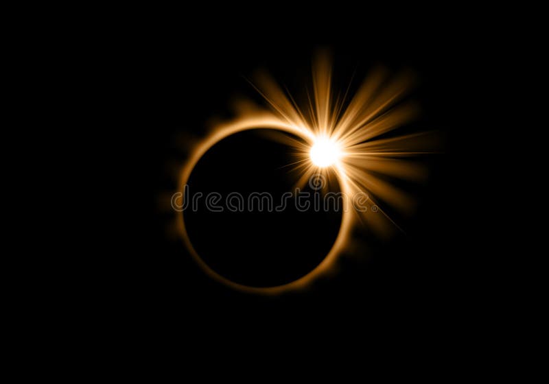 Solar Eclipse, Sun or Moon Eclipse Light Glow on Black Background, Vector Space Planet. Total ...