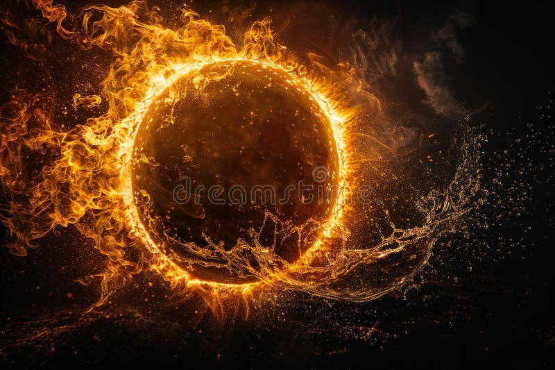 A Solar Eclipse, with the Sun and Moon Merging in an Explosion of Light ...