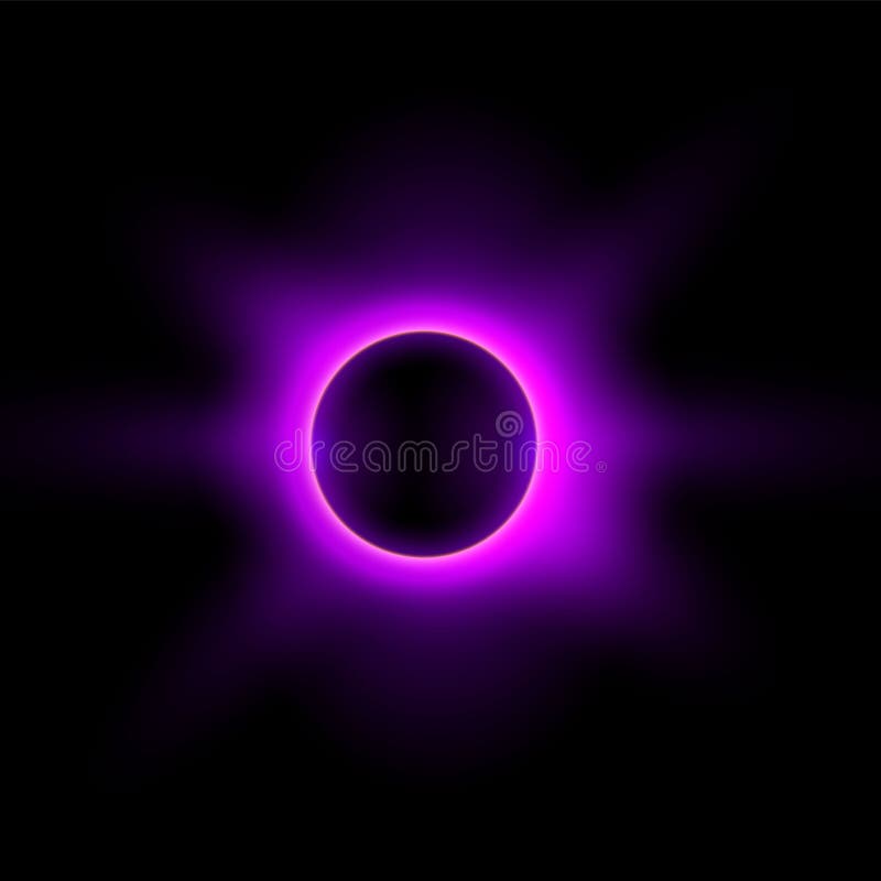 Solar Eclipse with Sunlight and Rays, Vector Realistic Full Planet ...
