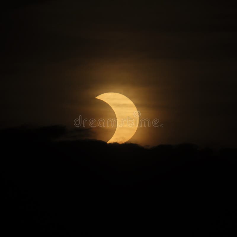 Solar Eclipse at Sunrise Above the Clouds Stock Image - Image of nature ...