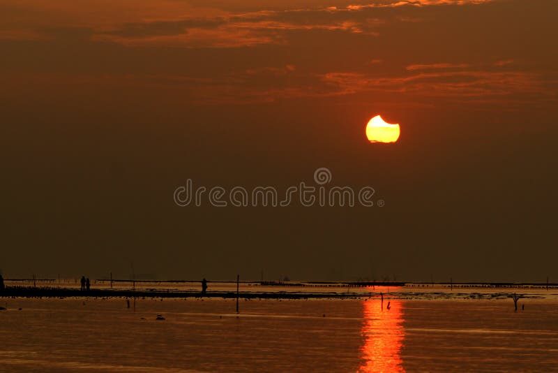 Solar eclipse at sunset stock photo. Image of eclipse - 36425688