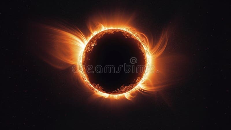 Solar Eclipse Surrounded by Darkness Stock Illustration - Illustration ...