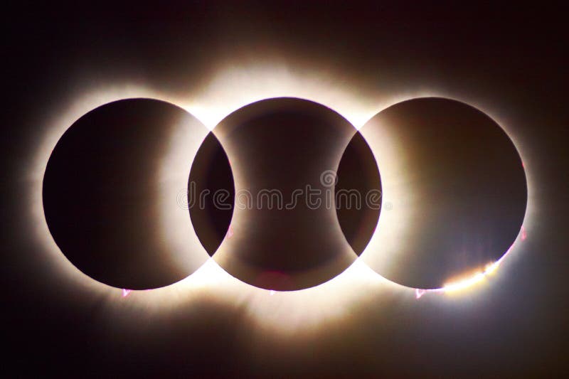 Solar Eclipse Trilogy with Diamond Ring Effect, Indiana Stock Image ...