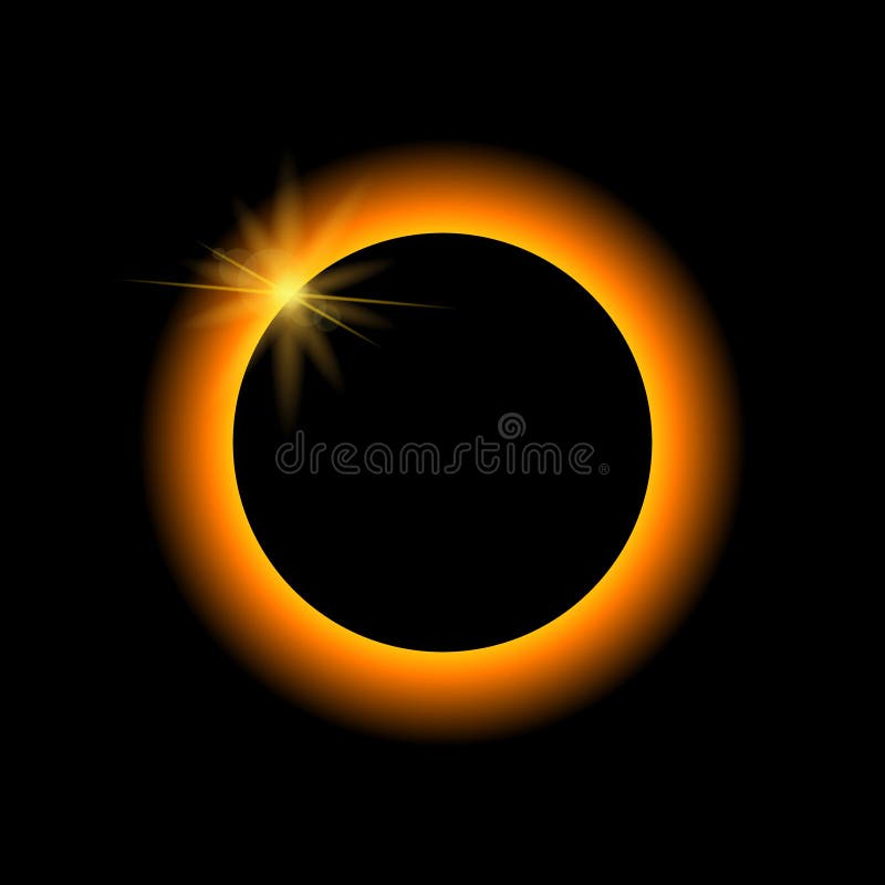Solar Eclipse Vector. Lunar Eclipse on Dark Background Stock Vector ...