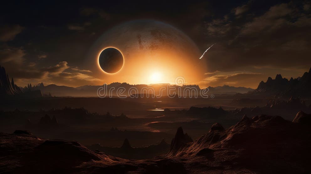 A Solar Eclipse View on an Alien Planet Generative AI Stock ...